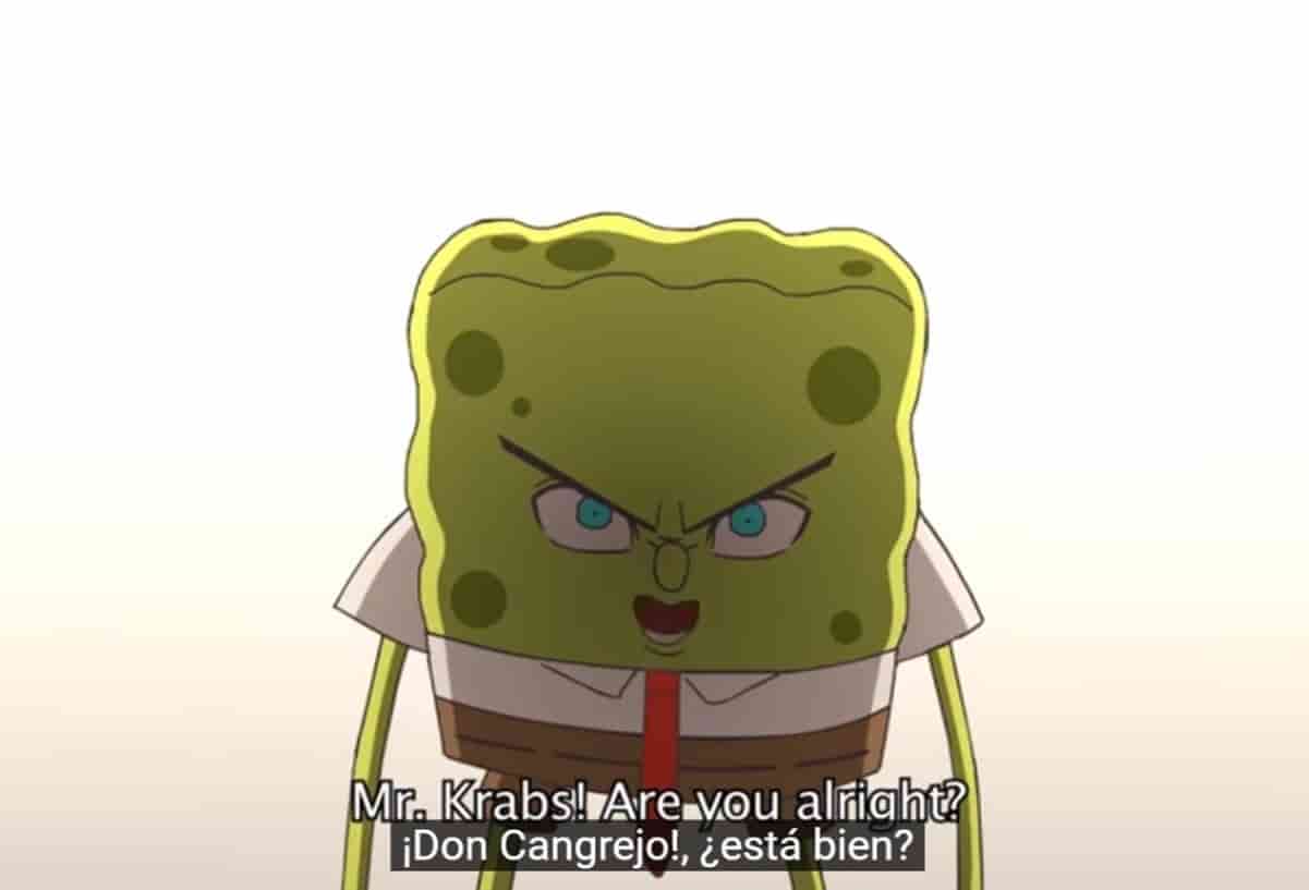 Bob Esponja al estilo anime lucha para salvar cangreburger